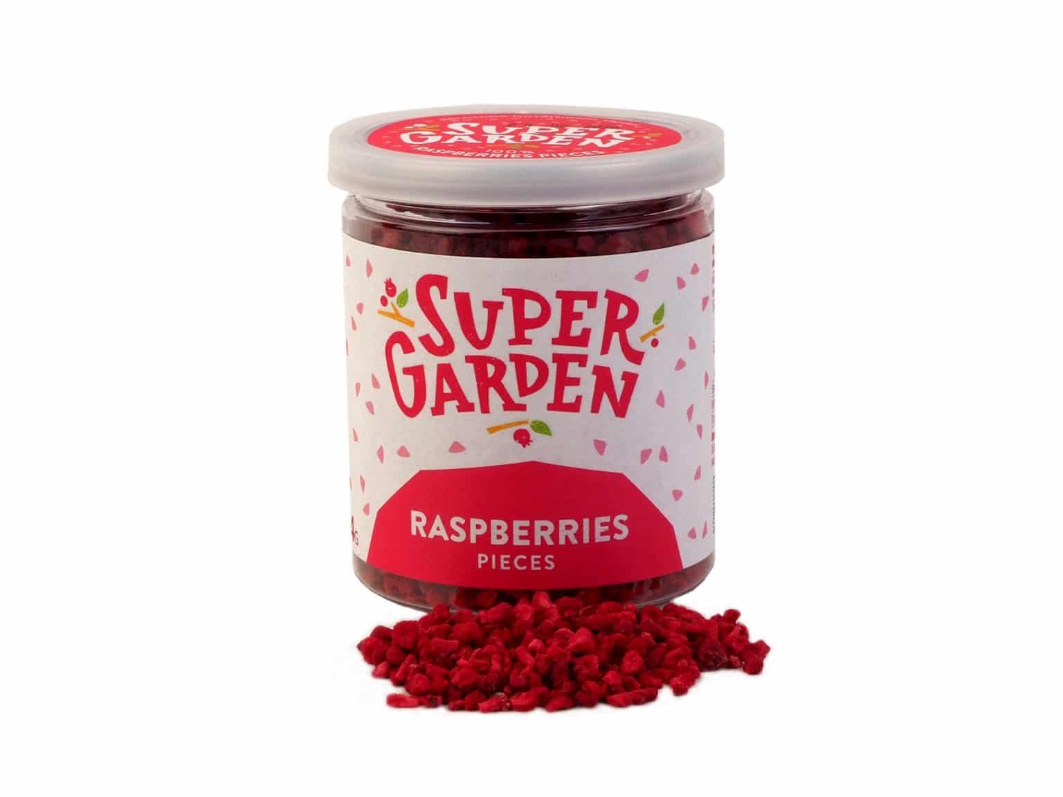 SUPERGARDEN Freeze dried raspberry pieces 34g | Natures Pocket